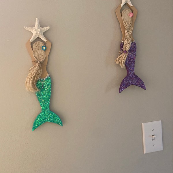 Mermaid Decor, Beach, Coastal, Mermaid Wall Hanging - Etsy