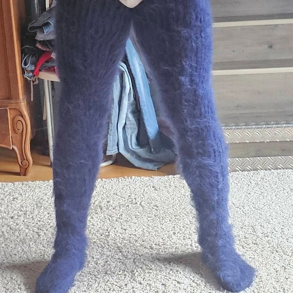 MOHAIR Hand Knitted BLACK & WHITE Gaiters Legwarmers Legging Spats ...