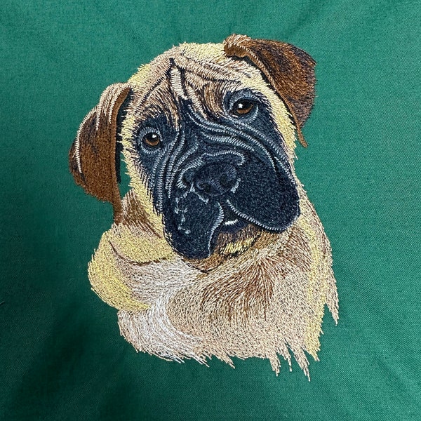 Bull Mastiff Dog Embroidery Design: Floral Machine Embroidery (digital ...