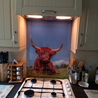 Kitchen Glass Splashback Toughened Tile Cooker Panel Any Size Highland ...