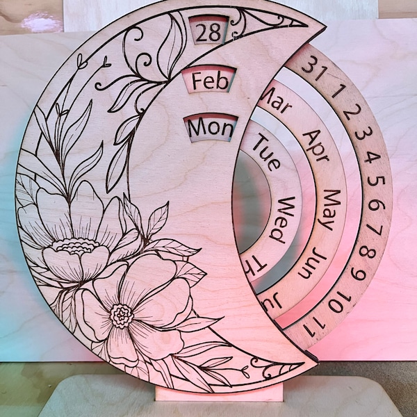CALENDAR Laser Cut Files Perpetual Calendar Vector, Cnc Cut, SVG, Cnc ...