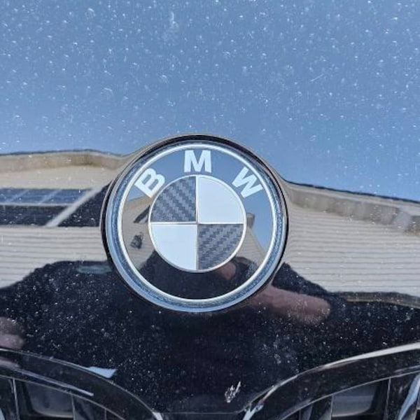 Black Carbon Fiber BMW Emblem Sticker Overlay Decal Vinyl Logo Badge ...