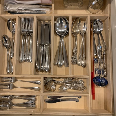 19 to 21 Inch Wide Drawer Insert, Custom Drawer Organizer, Wood Drawer ...