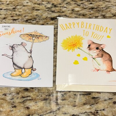 Cute Mouse Birthday Card. Mouse Card. Happy Birthday. Girlfriend ...