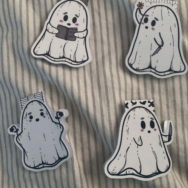 Ghost Bookmark Magnet Set, Handmade, Front Side is Laminated and Water ...