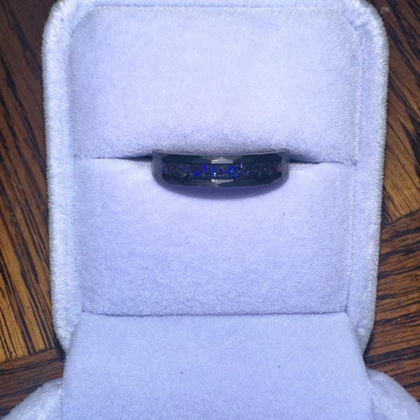 Orion Star Wedding Ring Set, Blue Nebula Sapphire Engagement Rings, His ...