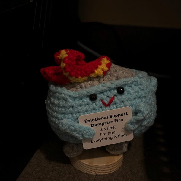 Emotional Support Dumpster Fire,burning Trash Can, Crochet Trash Can,i ...