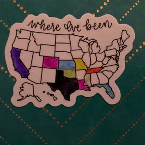 Where I've Been Map Vinyl Sticker United States USA - Etsy