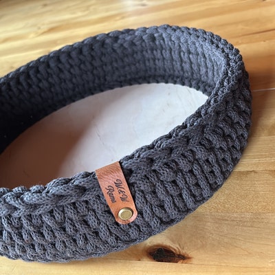 XXL Crochet Basket, Jumbo Bobbiny Round With Wooden Base Crocheted in a ...