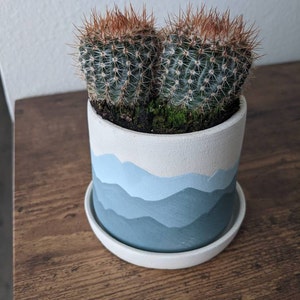 Carved Waves Handmade Ceramic Succulent Pots Clay Pottery Planters for ...