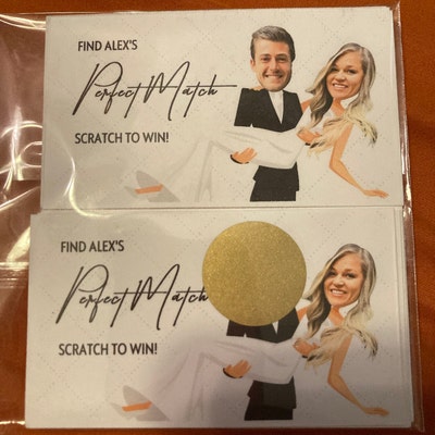 Bridal Shower Scratch off Game Perfect Match Personalized Bride Groom ...