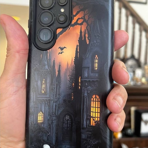 Black Dark Haunted House Phone Case: Gothic Halloween Horror Cover ...