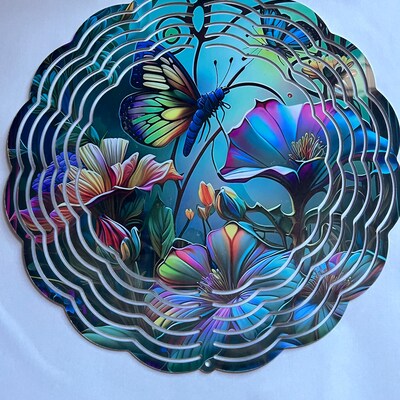 Butterfly Wind Spinner Stained Glass Sublimation Design Template, Wind ...