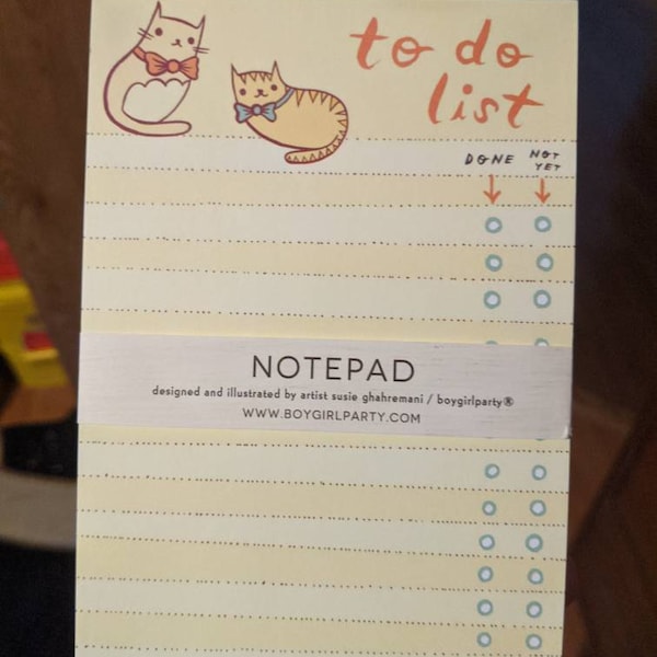 Cat TO DO LIST Notepad by Boygirlparty, Bowtie Kitty Cat Note Pad Memo ...
