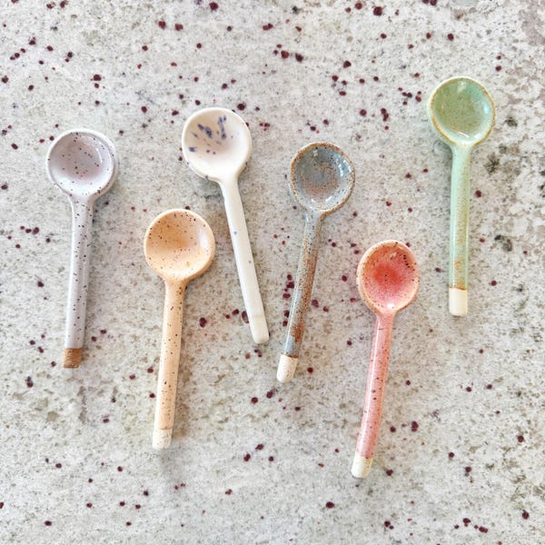 Glazed Ceramic Spoon: Small Handmade Charcuterie Scoop - Etsy