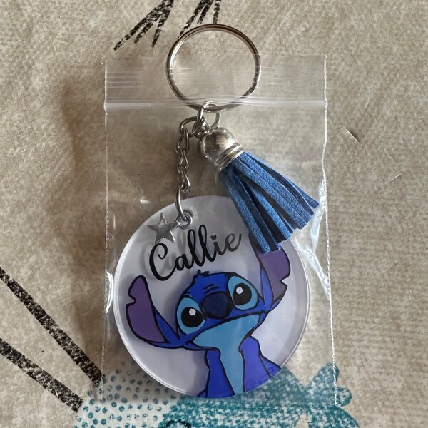 Stitch, Lilo and Stitch Disney Inspired Personalised Keyring. Handmade ...
