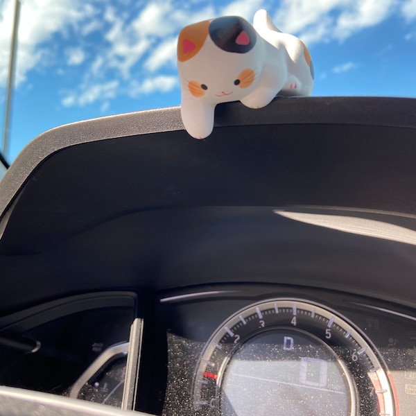 Cartoon Cat Car Review Mirror Decor, Cute Cat Figurine, Kawaii Car ...