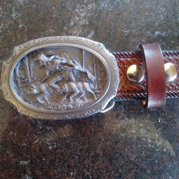 Personalized Leather Belt / Black Wolf / Basketweave / Free Name /free ...