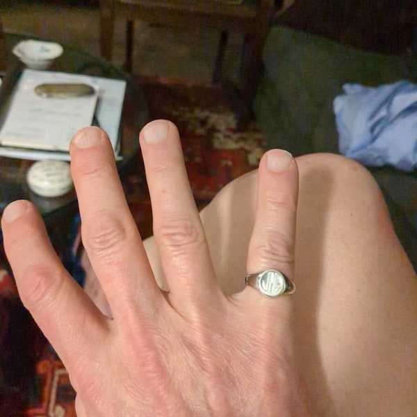 Monogram Signet Ring in Solid Sterling Silver • Custom Minimalist ...