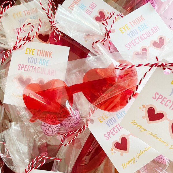 Printable Valentine Kids Heart Sunglasses Card/tag, School, Classroom ...