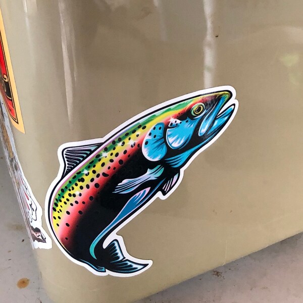 Rainbow Trout Sticker Fish Decal Cup Cooler Laptop Tablet Car Truck ...