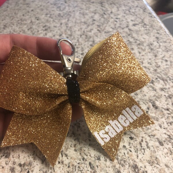 Cheer Bow Key Chain With Name on TAIL Only--glitter Bow (one Bow ALL ...