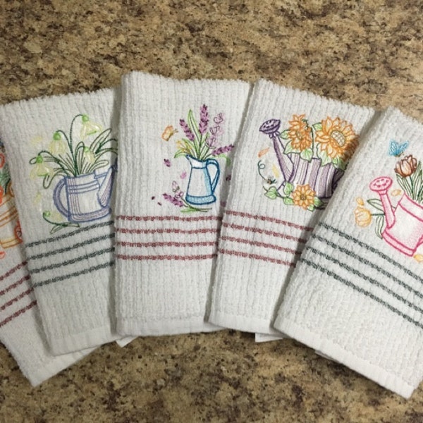 Vintage Flowering Watering Can Machine Embroidery Designs Instant ...