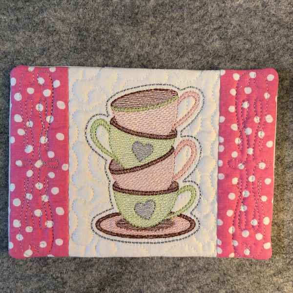 Tea Cup With Tag COMPLETELY in the Hoop Mug Rug Design - 5x7 & 6x10 ...