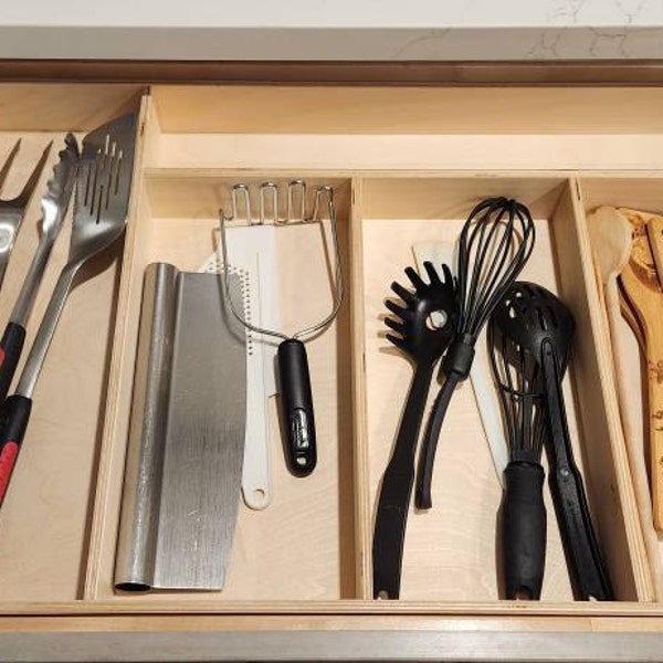 31 to 40 Inch Wide Drawer Insert, Custom Drawer Organizer, Wood Drawer ...
