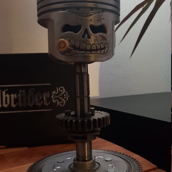 Carving Piston Skull Face Sculpture, Metal Art Figurine, Handmade ...