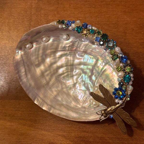 Decoupaged Shell Jewelry Dish, Mermaid Shell Dish, Jewelry Storage Ring ...