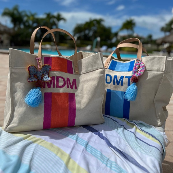 Custom Hand Painted Monogram Small/medium Straw Tote and Beach Bag - Etsy