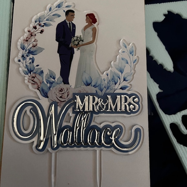 Colorfull Wedding Cake Topper With Personalized Bride and Groom ...