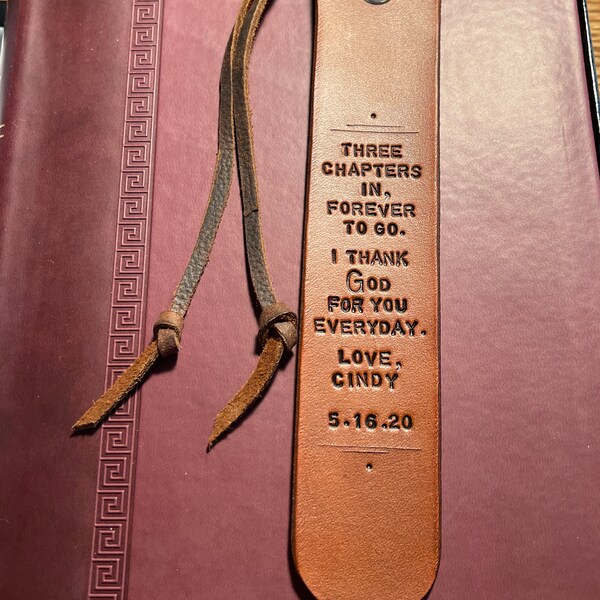 Personalized Tan Leather Corner Bookmark: Custom Message - Etsy