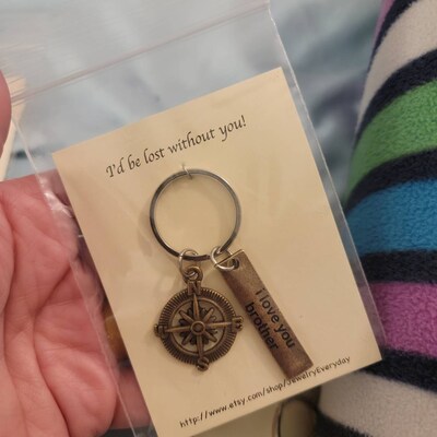 Bronze Compass Keychain, Couples 8th Year Anniversary Gift, Couples ...