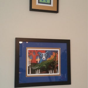 George Rodrigue Blue Dog CAJUN MAN Postcard FRAMED 11.25 in X 13.25 in ...