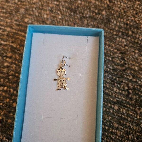 Solid Gold Baby Charm, Gender Reveal Gift - Etsy