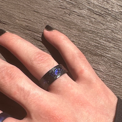 The Astronomer Nebula Ring, Mens Wedding Ring, Black Tungsten Outer ...