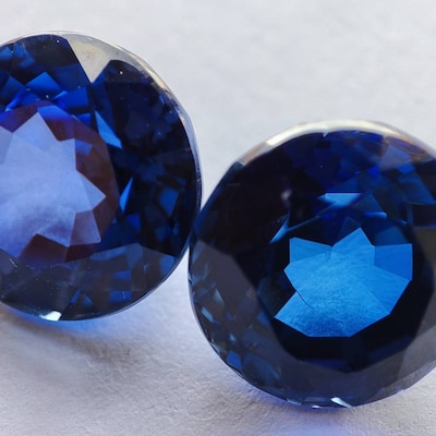 Lab Created Blue Sapphire With Visible Inclusions Round Faceted Loose ...