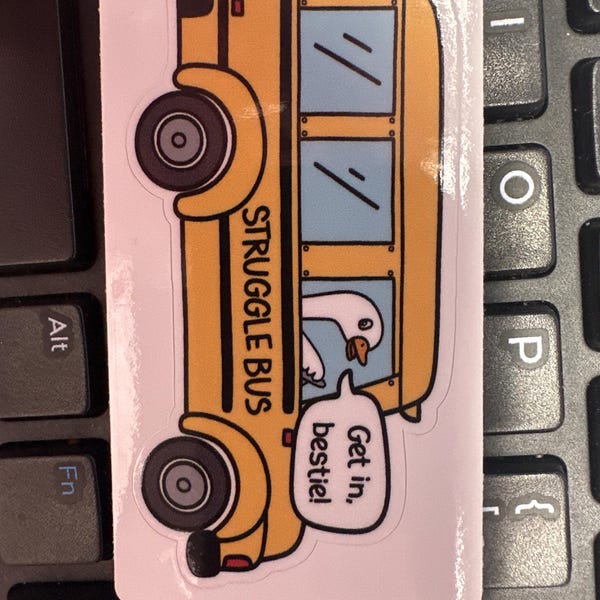 Struggle Bus Sticker, Funny Stickers, Anxiety Retro Therapy, Mental ...
