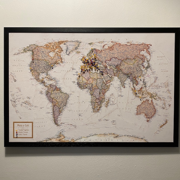 Push Pin World Map, Travel Framed Personalized Map - Etsy