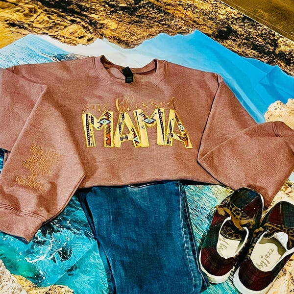 Mama Hand Lettered Bean Stitch Double Applique Design for Machine Embroidery - Grandmother Gift ...