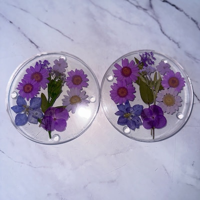 Purple Floral Handmade Resin Coasters, Nanny, Gift for Mum, Grandma ...