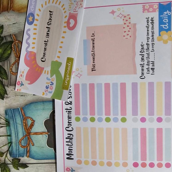 Monthly Commitment Savings Challenge and Cash Envelope - Etsy