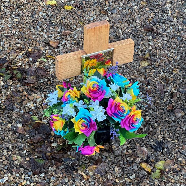 Cemetery Grave Memorial Window Sill Artificial Flower Pot Vibrant ...