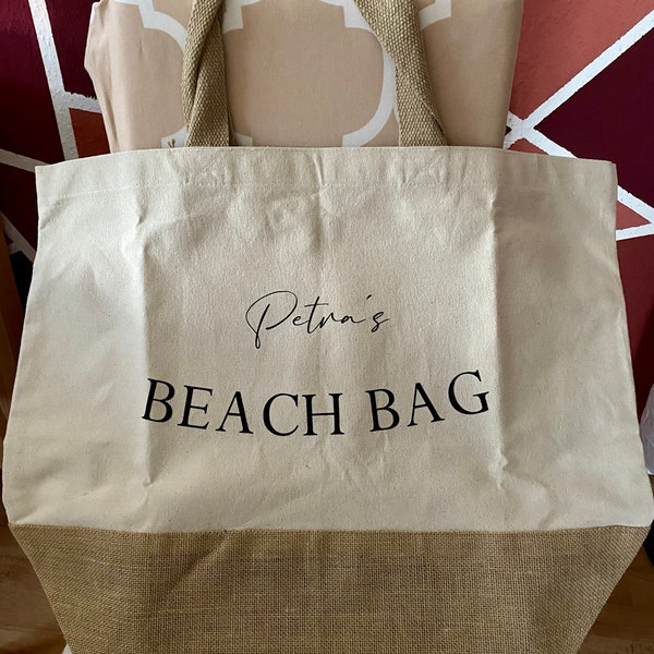 BEACH BAG | BEACH BAG | Personalized | With Name/text | XL Canvas ...