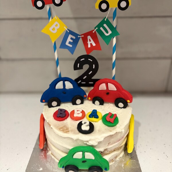 2d Edible Fondant Bright Coloured Car Cake Toppers Vegan - Etsy