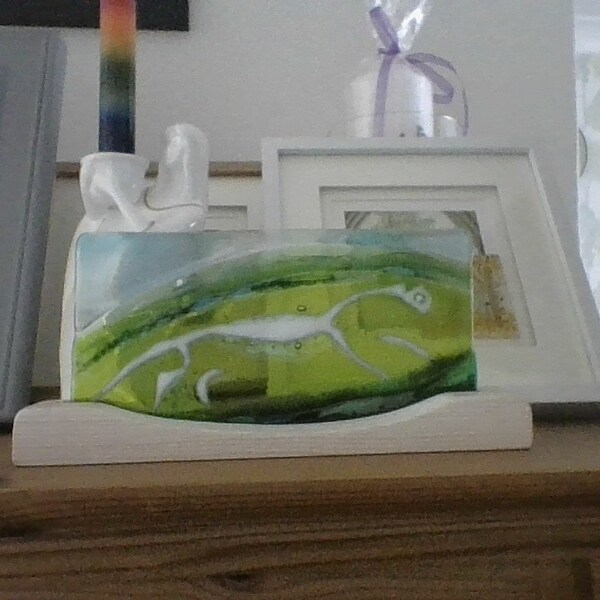 Fused Glass Large Croyde Bay Scene in Wooden Stand. - Etsy UK