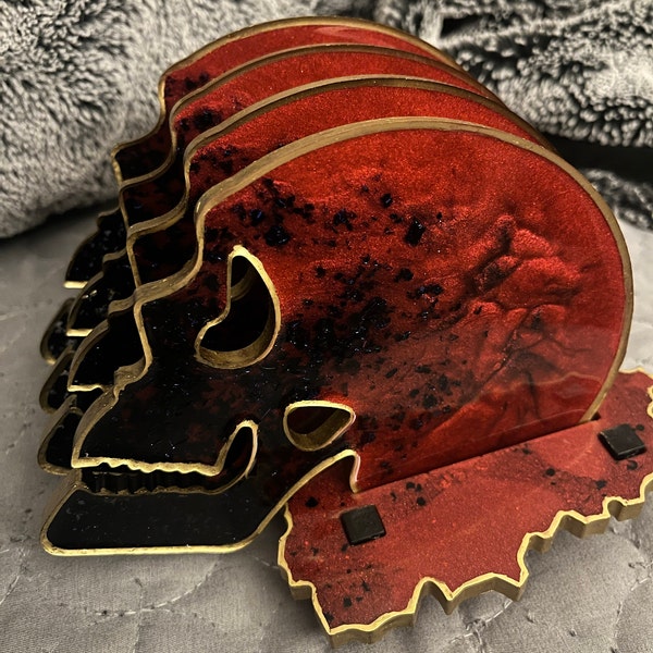 Halloween Goth Skull Coasters With Holder( Set of 4) - Etsy