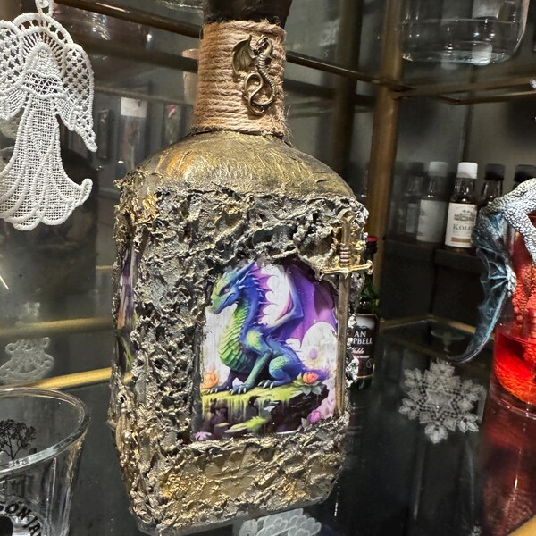 Gothic Steampunk Square Glass Bottle Mixed Media Gifts Apothecary ...